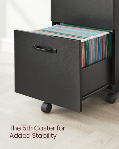 VASAGLE 2-Drawer Rolling File Cabinet, Filing Cabinet for Home Office, Printer Stand, for A4, Letter-Size Files, Hanging File Folders, Industrial, Matte Black UOFC040B16