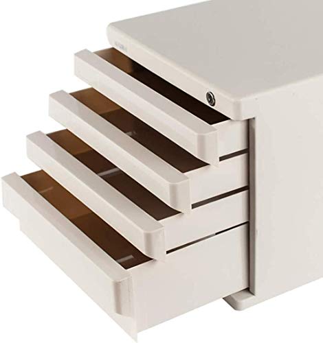 SHABOZ File Cabinets Multi-Function Storage Cabinet, Flat, Stationery Storage Box, Office Desk Cosmetics Plastic File Holder Memo Paper Plastic (White)