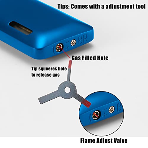 Futlidys 2 Pack Mini Torch Lighter Butane Refillable, Double Flame Butane Lighter with Visible Window, Adjustable Jet Lighter, Great Gifts for Men and Women, Without Gas (Blue)