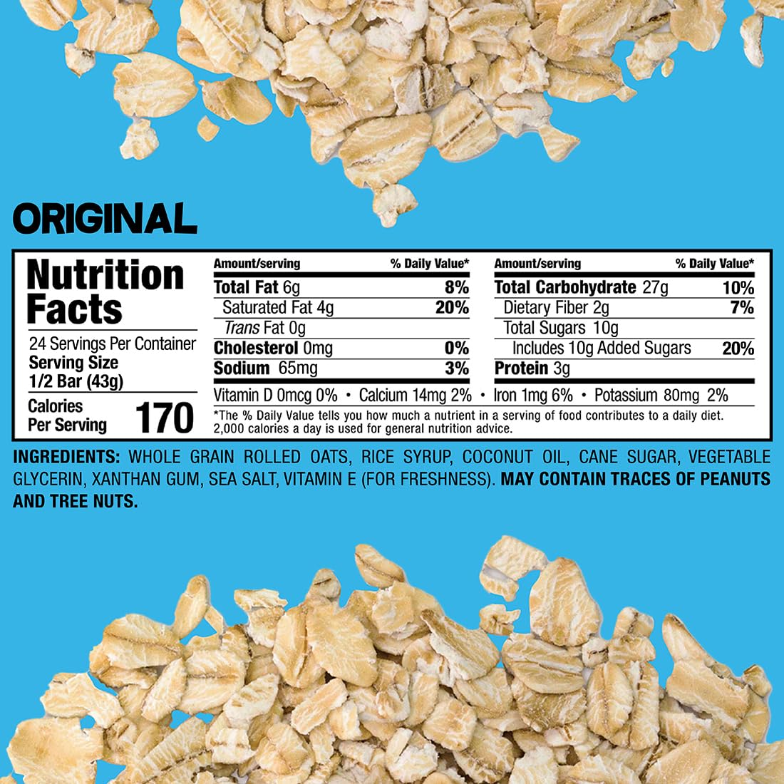 Bobo's Oatmeal Bars, Original, Gluten Free Vegan Whole Grain Oat Bars, Pack of 12