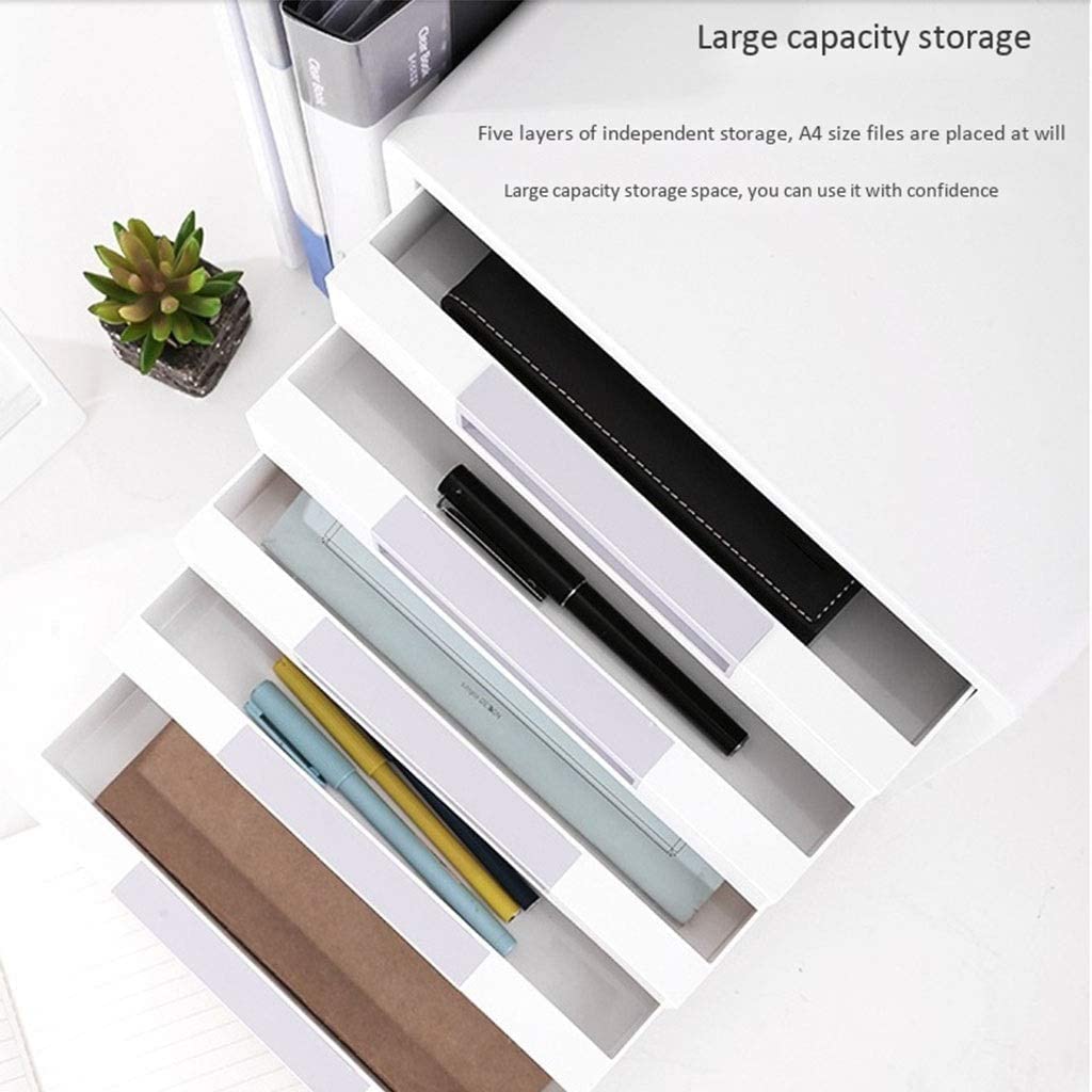 UANGLI File Cabinets Flat 5 Drawers File Data Storage Storage Box White Cupboard 27.5X34X25.6Cm Bookcase