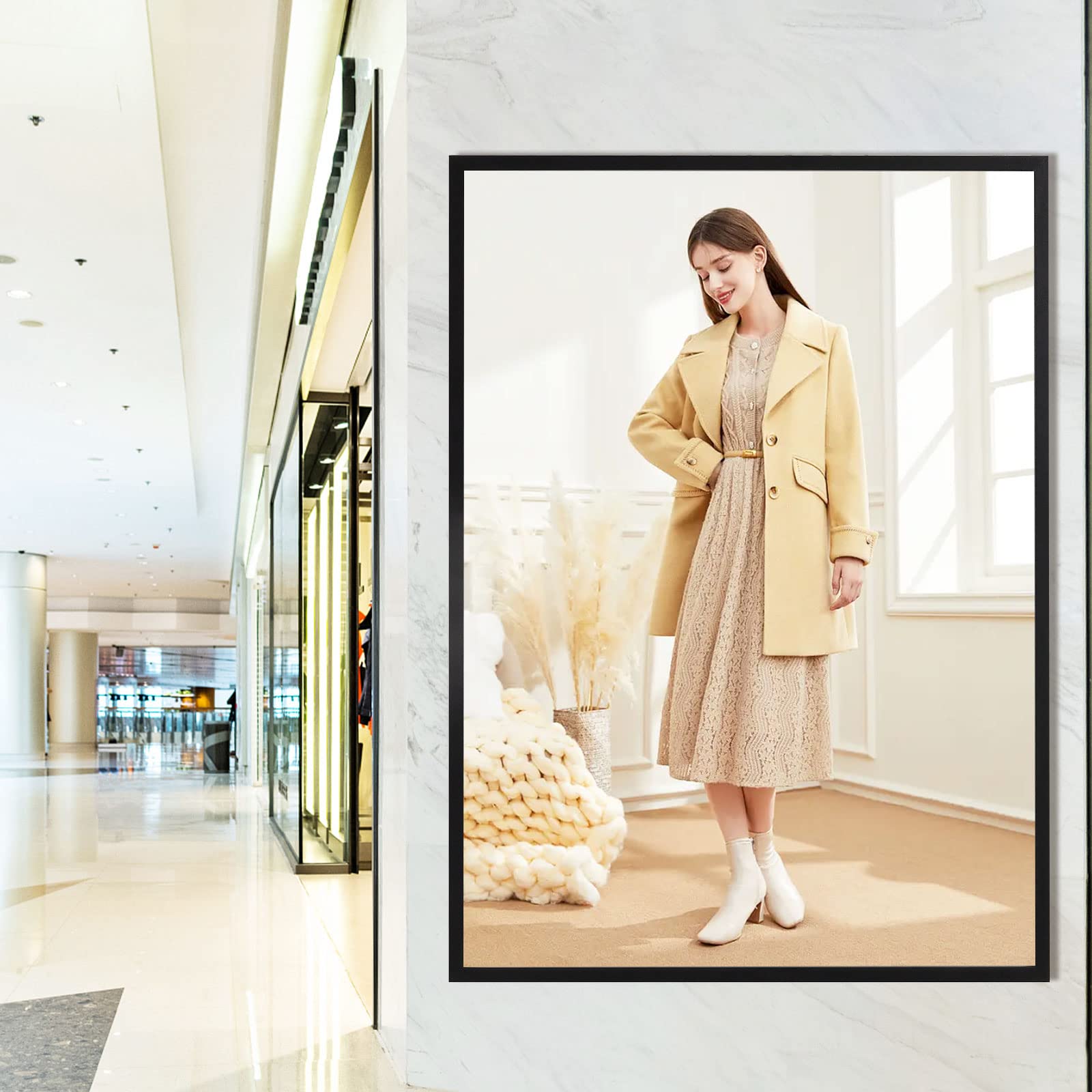 30x40 Inch Poster Frames,set of 2, Plexiglass, Matte Gold Aluminum Snap Frame, Front-loading Frame for Wall