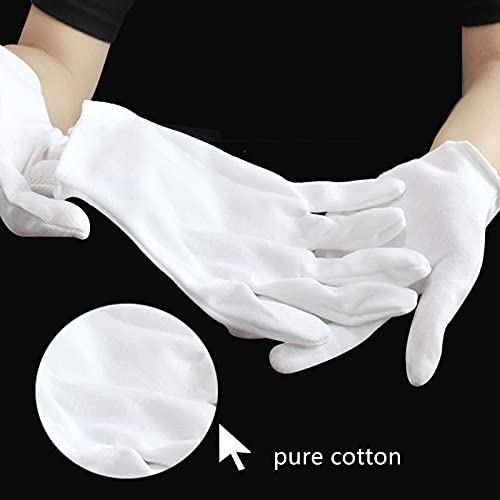 12 pieces / 6 pairs of white work gloves for cleaning services, coin and jewellery inspection XL (White, XL)