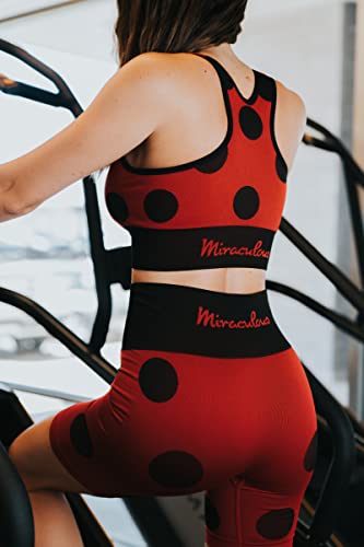 Miraculous Womens Sports Bra and Biker Shorts 2 Piece Set Red/Black (Sports Bra Short Set) X-Large