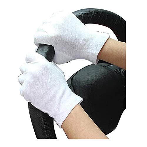 12 pieces / 6 pairs of white work gloves for cleaning services, coin and jewellery inspection XL (White, XL)