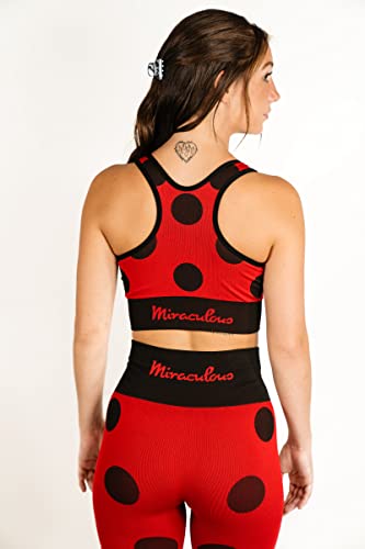Miraculous Womens Sports Bra and Biker Shorts 2 Piece Set Red/Black (Sports Bra Short Set) X-Large