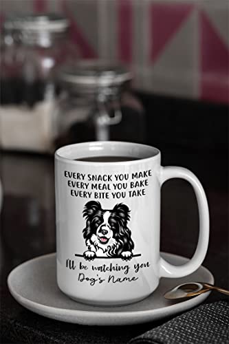 Personalized Border Collie Coffee Mug, Every Snack You Make I'll Be Watching You, Customized Dog Mugs for Mom Dad, Gifts for Dog Lover, Mothers Day, Fathers Day, Birthday Presents