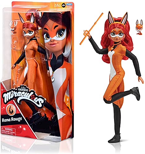 BANDAI Miraculous Ladybug and Cat Noir Toys Rena Rouge Fashion Doll | Articulated 26cm Rena Rouge Doll with Accessories Kwami | Alya Superhero Rena Rouge Figurine Dolls