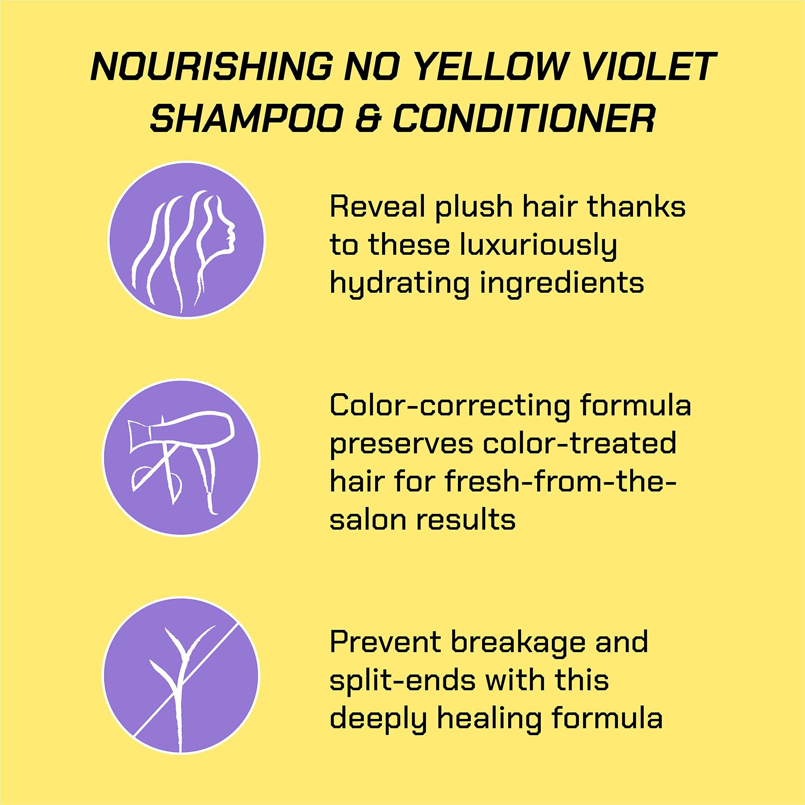 NOW Beauty - Nourishing No Yellow Violet Shampoo And Conditioner - Neutralize Brass, Enhance Shine, Hydrate Hair - 32 Oz Shampoo And 32 Oz Conditioner - 2 Pc