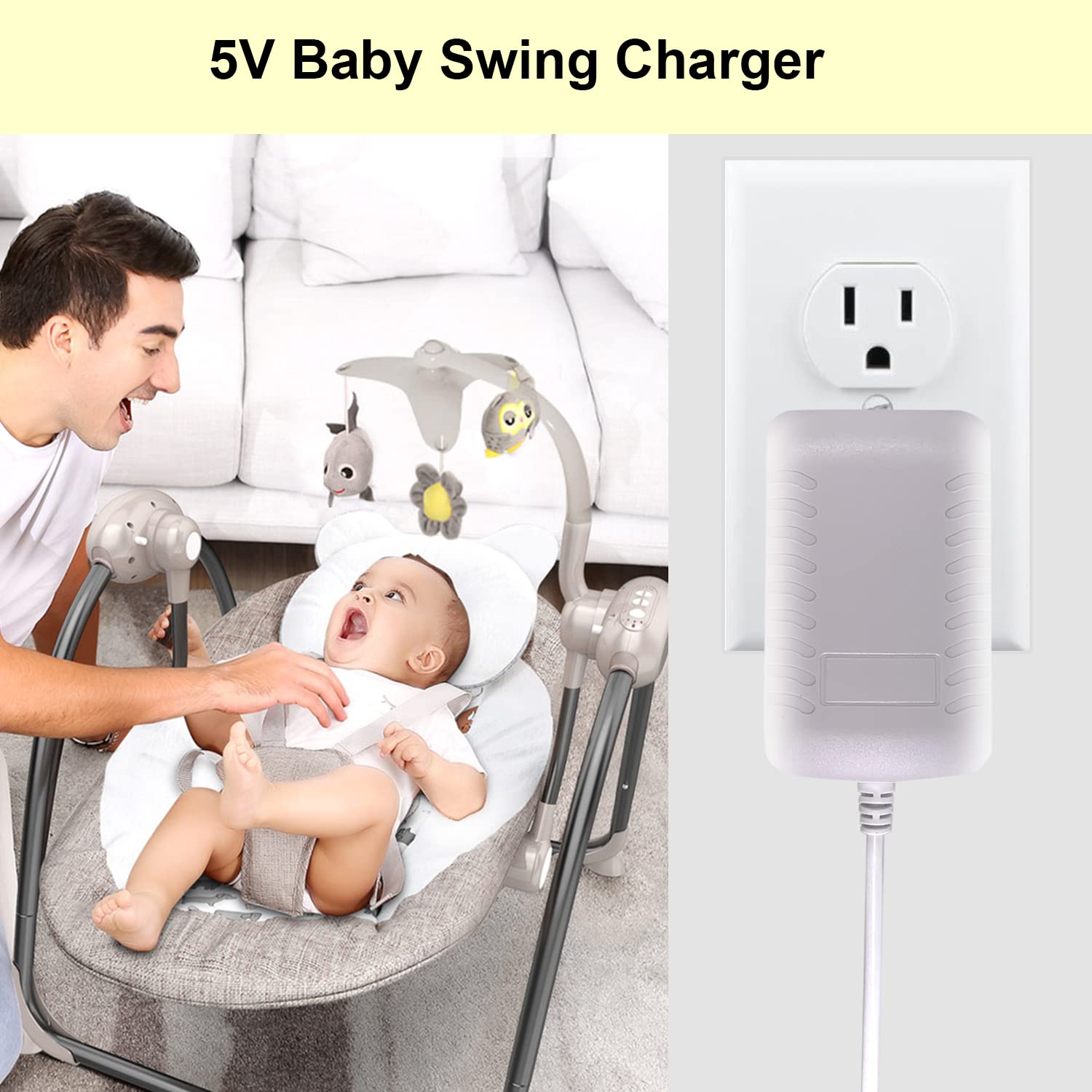 UAUSE 5V Power Charger for Graco Simple Sway, Glider LX/Elite/Premier/Petite LX, DuoGlider, Sweetpeace, DuetSoothe, DuetConnect LX, Nova Baby Swing Adapter Replacement