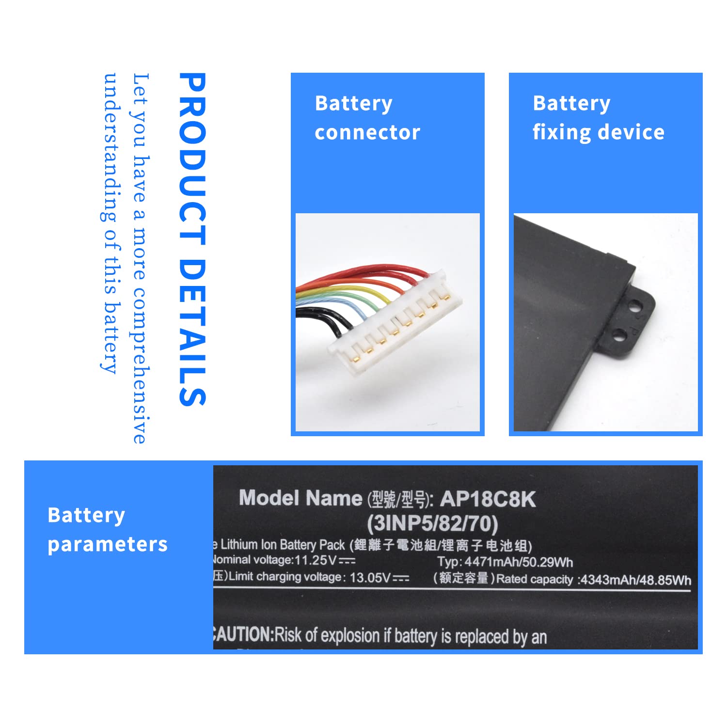 HXPKH AP18C8K Laptop Battery for Acer Aspire A317 3 SF314-54N 5 A514-52 A515 7 A715-42G Chromebook 314 C933 Swift 3 SF314-42 SF314-57 SF314-58 SF314-59 SP314-21N TravelMate P2 TMP215-52 Series