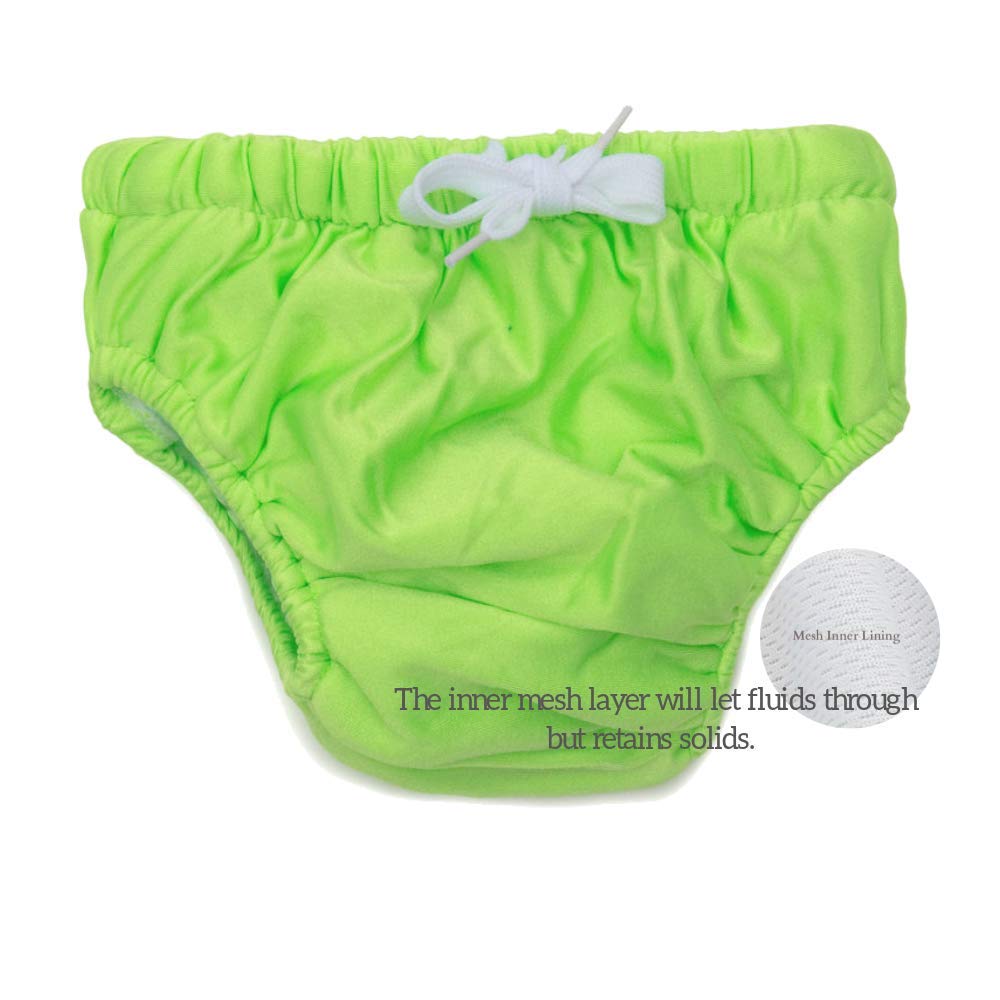 KaWaii Baby Swim Cloth Diaper, Reusable Unisex Infant Swimming Pants, Lightweight, Comfortable, Pack of 2 Blue and Green (S) 12-25 lbs