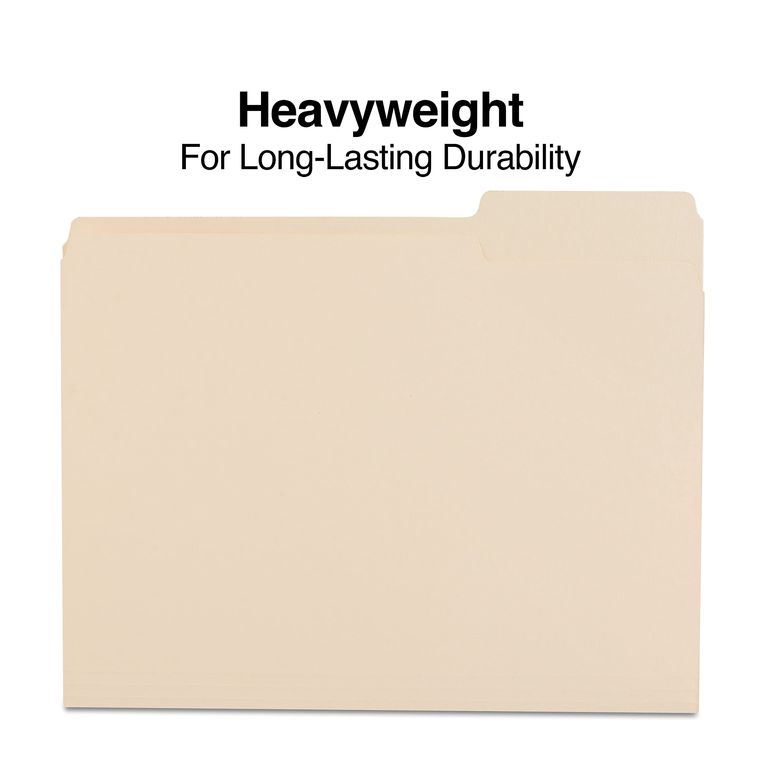 Staples 1/3-Cut Tab, Assorted Position File Folders, Letter Size, 14-Point Heavyweight Paper Stock, 50 Folders Per Pack, Manila