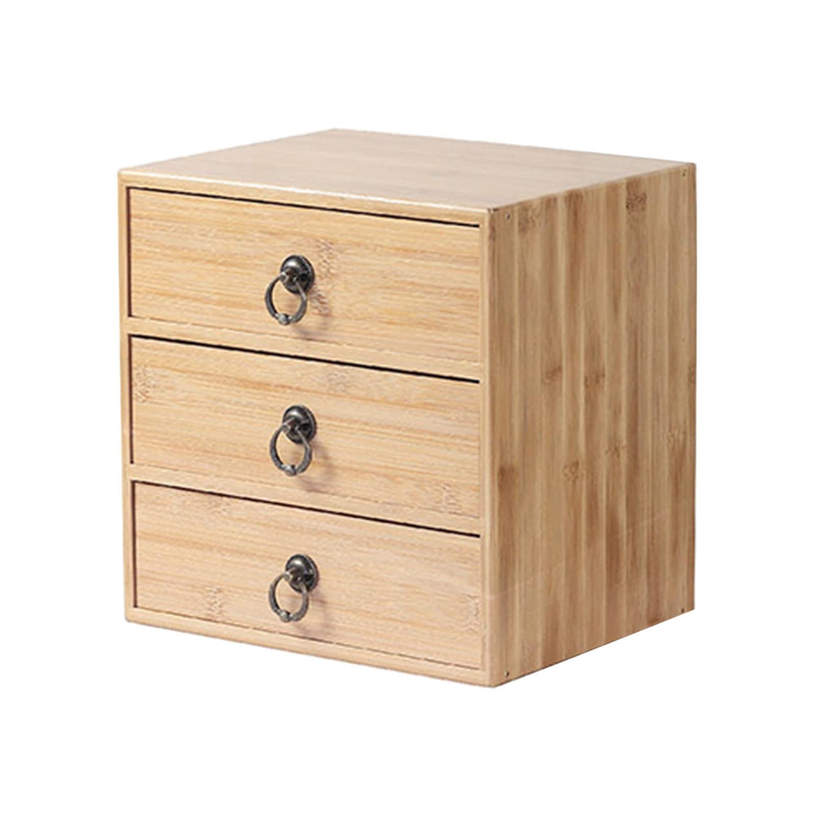 Desktop Storage Box With Drawers - Desktop File Cabinet Organizers, Multi-Layer Drawer Storage Box, Solid Wood Flat File Cabinet, A4 Treatment Storage Cabinet For Home Desktop Office ( Size : 3 layer