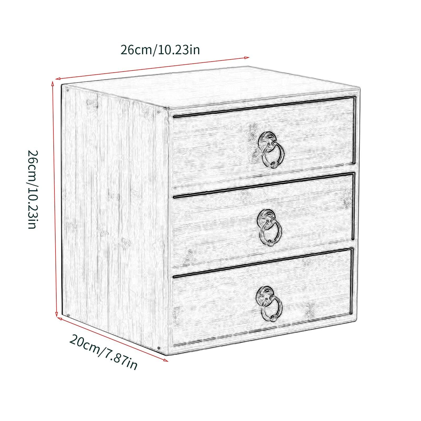 Desktop Storage Box With Drawers - Desktop File Cabinet Organizers, Multi-Layer Drawer Storage Box, Solid Wood Flat File Cabinet, A4 Treatment Storage Cabinet For Home Desktop Office ( Size : 3 layer