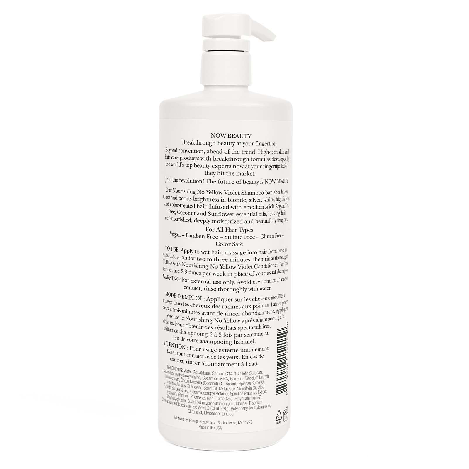 NOW Beauty - Nourishing No Yellow Violet Shampoo And Conditioner - Neutralize Brass, Enhance Shine, Hydrate Hair - 32 Oz Shampoo And 32 Oz Conditioner - 2 Pc