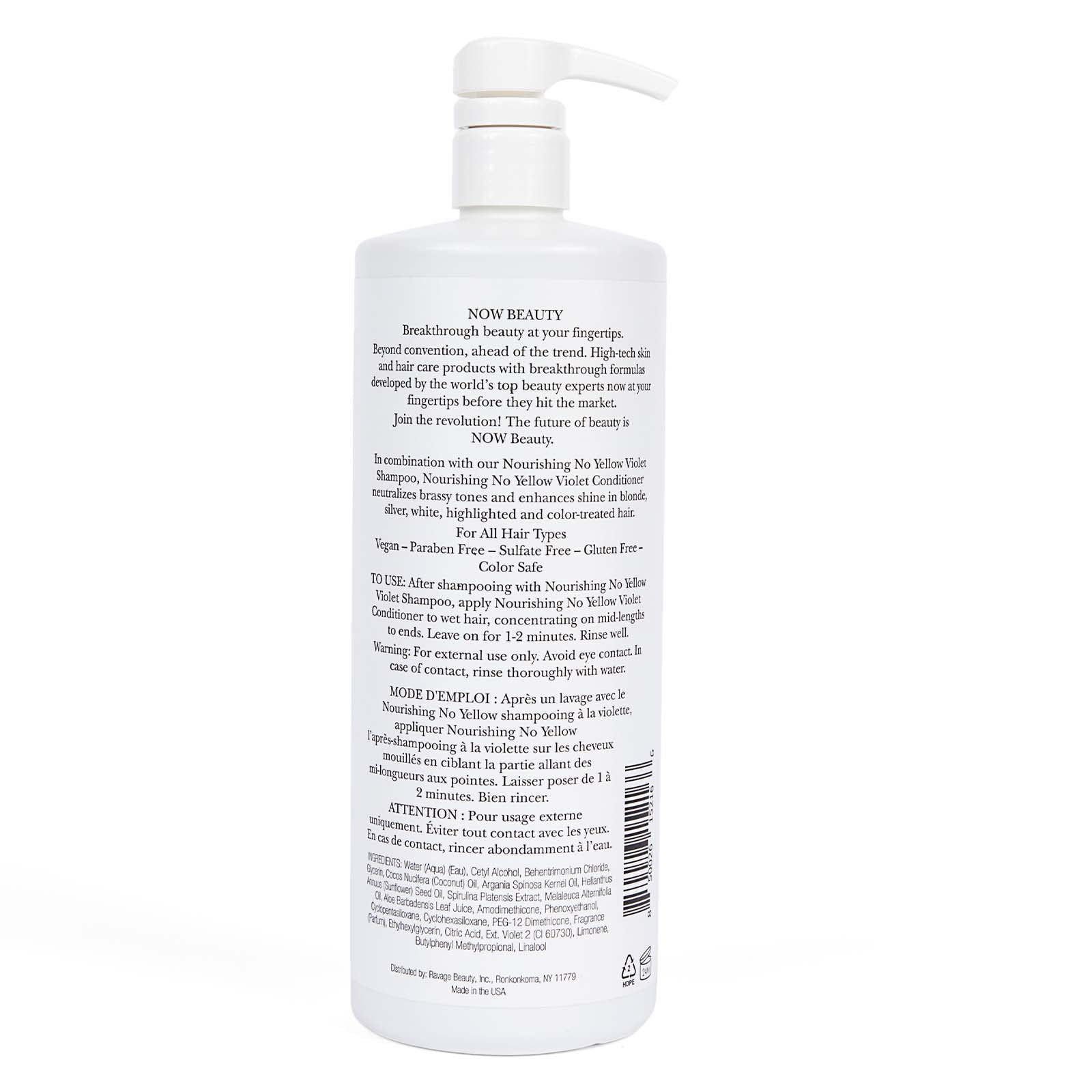 NOW Beauty - Nourishing No Yellow Violet Shampoo And Conditioner - Neutralize Brass, Enhance Shine, Hydrate Hair - 32 Oz Shampoo And 32 Oz Conditioner - 2 Pc