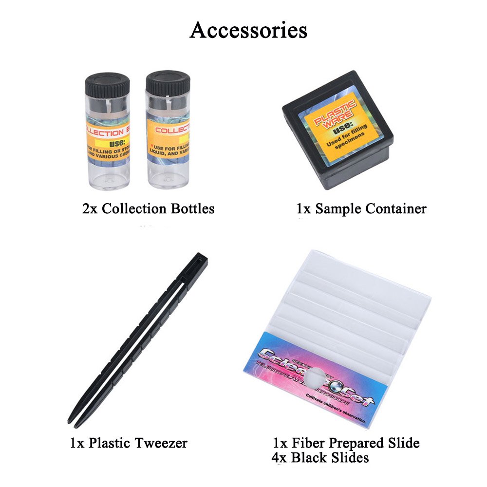 Jiusion Kid Microscope Science Kits, 100X 400X 1200X Trinocular Magnification Beginner Toy Home School Educational Biological Hand Held Camera Compound Scope with slides for Kids Children