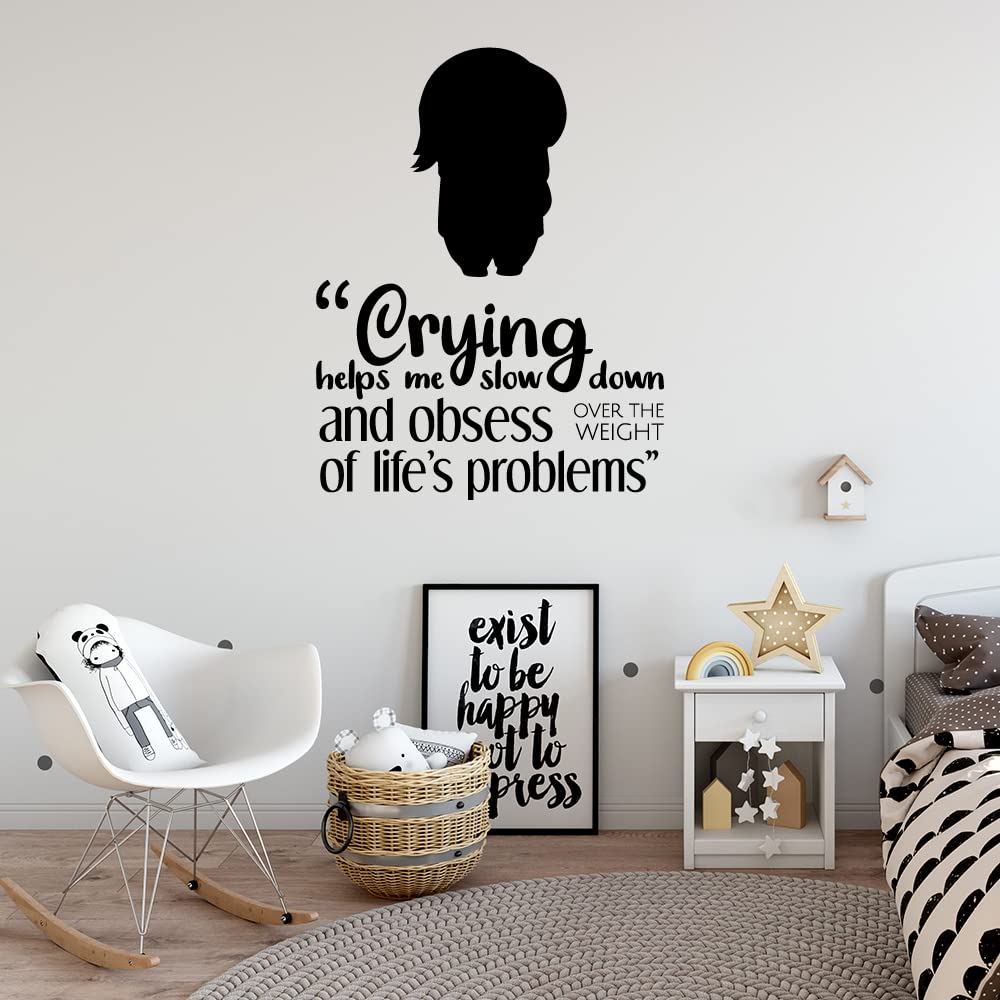 Crying Helps Me Slow Down And Obsess Over The Weight Of Life's Problems - Inside Out Sadness Silhouette Vinyl Wall Decal Sticker Art Decoration Home Room Bedroom Classroom Living Room Size(20x18 inch)