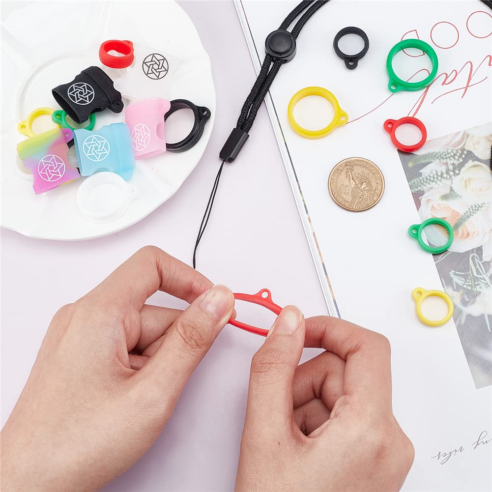 CRASPIRE 23Pcs Anti-Lost Lanyard Set 3pcs Lanyard Strap 5pcs Necklace Lanyards Pendant Holder 15pcs Silicone Rubber Rings Adjustable Fixing Rings Pen Protective Ring Replacement Multipurpose Keychain