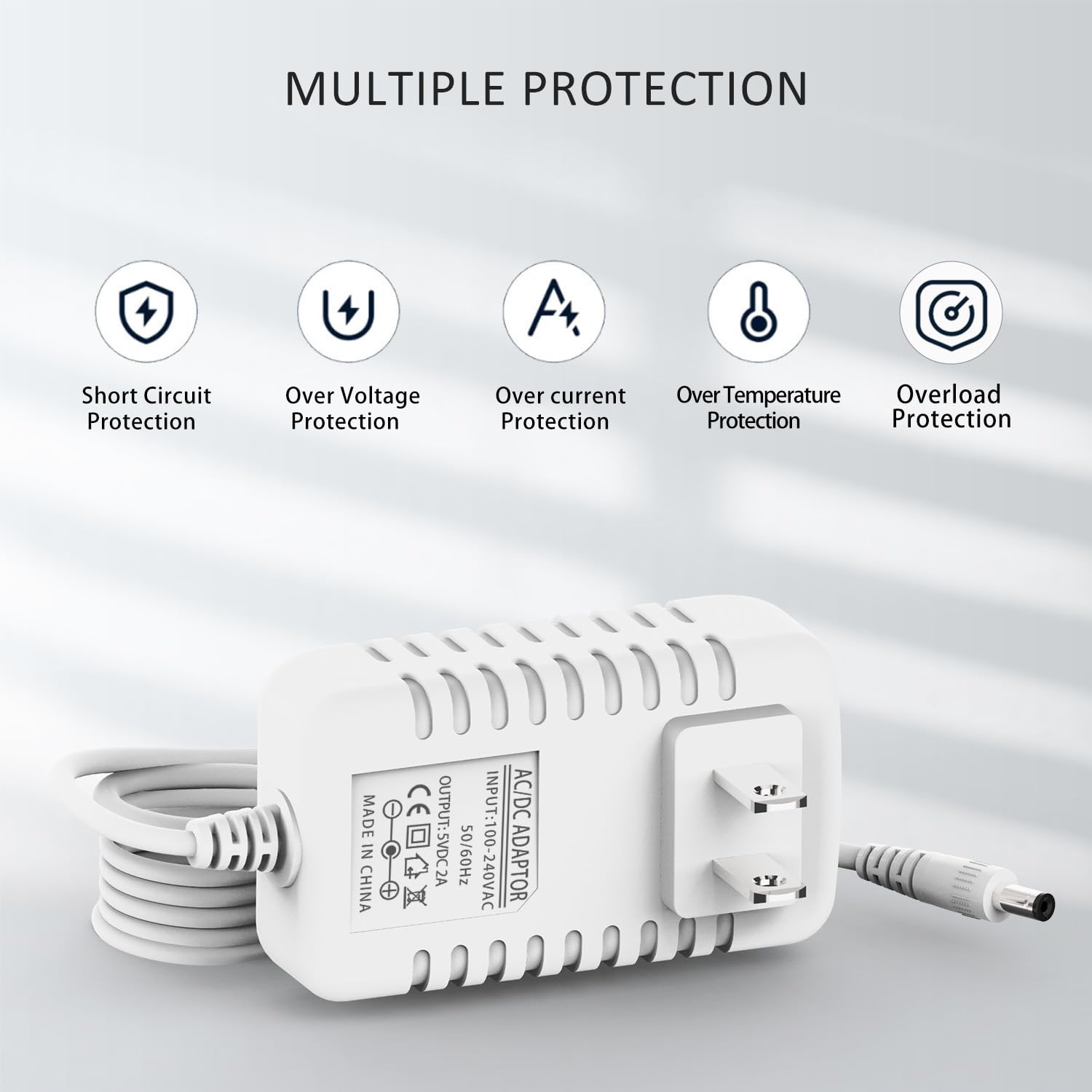 BOEEA 5V Power Cord Replacement for Graco Duetsoothe Swing, Charger for Simple Sway and Nova Baby Swing, 6.6 Ft Charging Cable, White