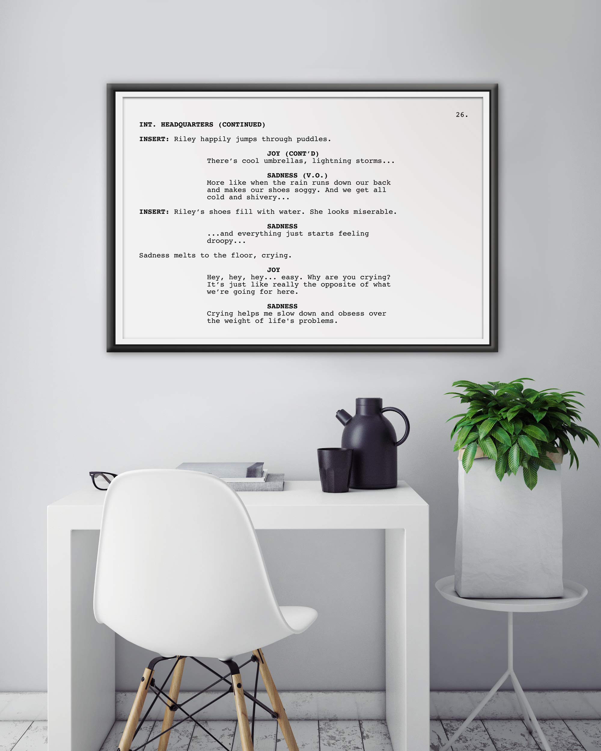 Inside Out Screenplay Poster (up to 24" x 36") - Minimalist - Movie - Film - Script - Animation - Joy - Sadness - Bing Bong - Pixar - Rain