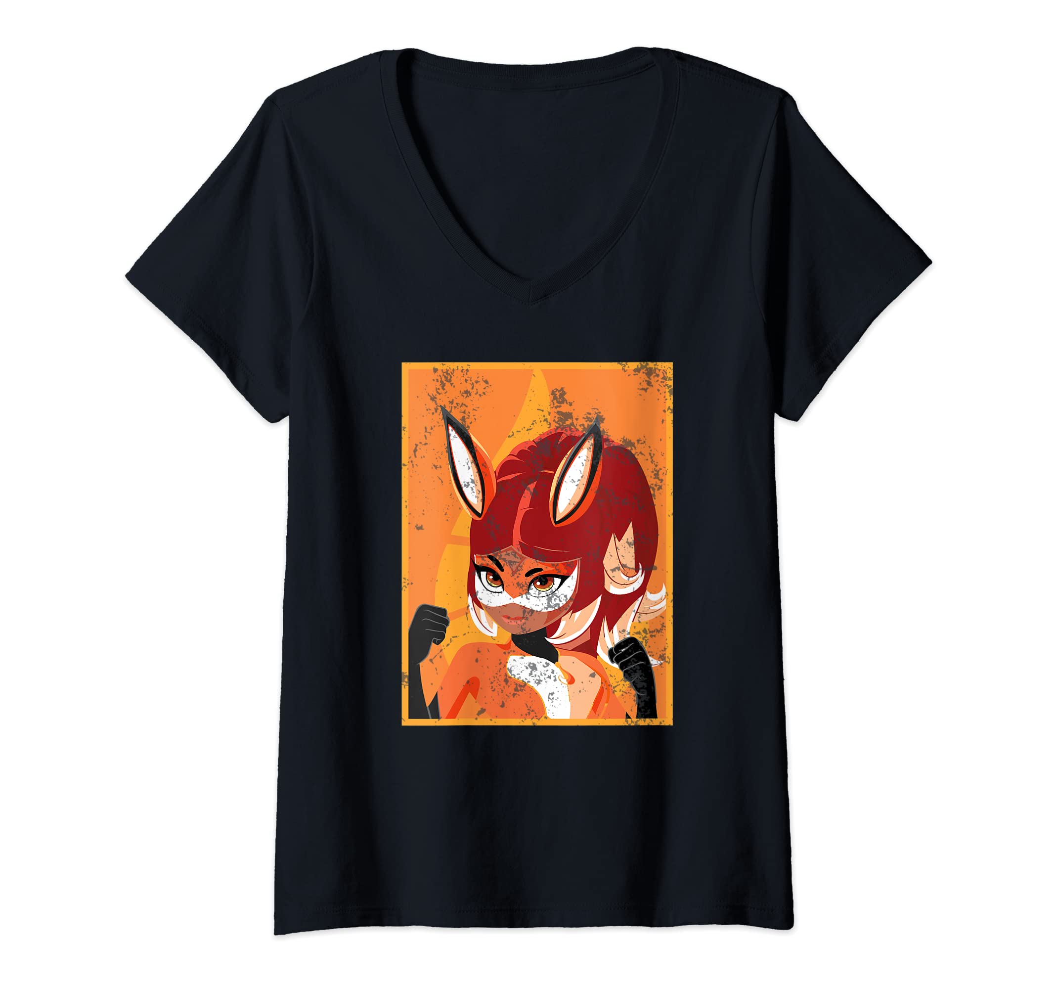 Womens Miraculous Ladybug Vintage Collection with Rena Rouge V-Neck T-Shirt