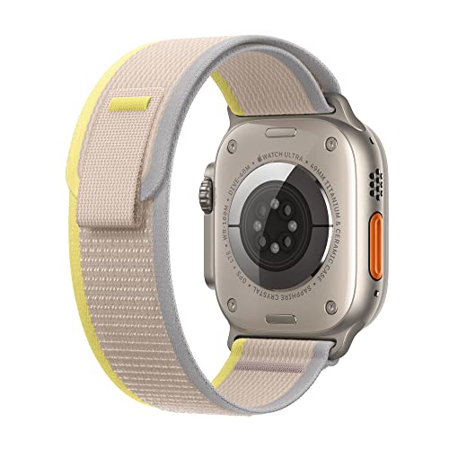 Apple Watch Ultra [GPS + Cellular 49mm] Smart watch w/Rugged Titanium Case & yellow/Beige Trail Loop S/M Fitness Tracker, Precision GPS, Action Button, Extra-Long Battery Life, Brighter Retina Display