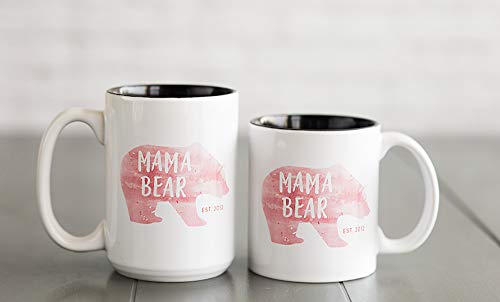 Personalized Coffee Mug with Name 15 oz, Custom Cup for Men and Women Best Friends (Mama Bear Design) - Perfect Christmas Present, Stocking Stuffers for Her