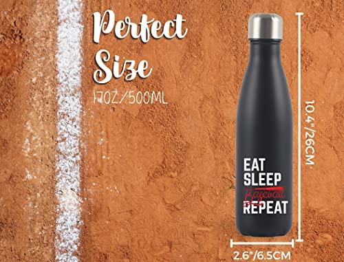 Onebttl Baseball Gifts for Boys, Eat Sleep Baseball Repeat, Stainless Steel 17Oz Water Bottle, Black