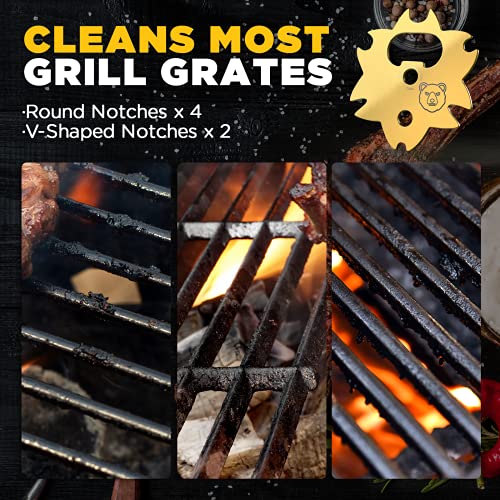 Grill Scraper BBQ Stocking Stuffer - Kitchen Gadgets Accessories Gifts for Men Women Safe Grate Cleaner Tools with Bottle Opener for Barbeque Cleaning Bristle-Free Must Have Cool Grilling Gifts Ideas