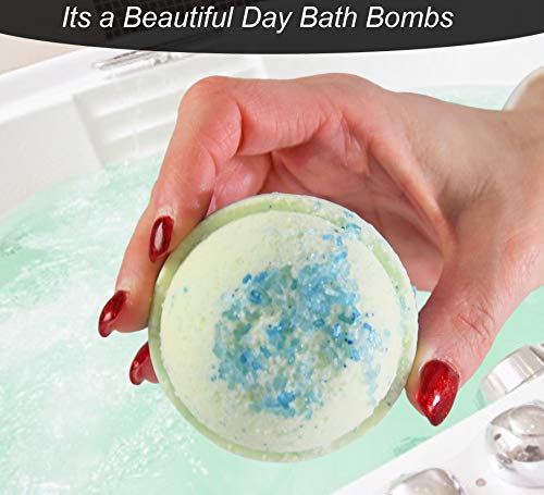 Candles and Cream It's A Beautiful Day Bath Bombs, Invigorating and Luxurious, All-Natural Spa Fizzies for Stress Relief and Aromatherapy-Set of 2