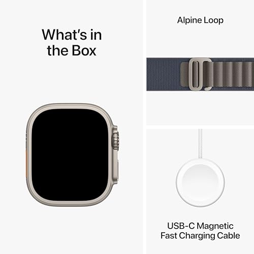 Apple Watch Ultra 2 [GPS + Cellular 49mm] Smartwatch with Rugged Titanium Case & Blue Alpine Loop Small. Fitness Tracker, Precision GPS, Action Button, Extra-Long Battery Life, Carbon Neutral