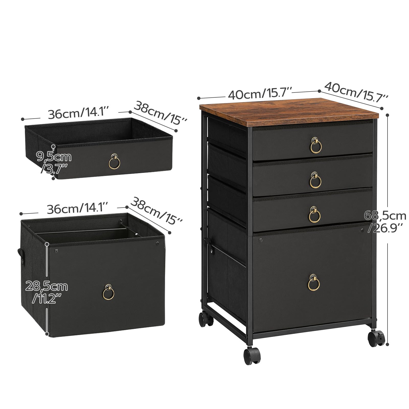 HOOBRO 4-Drawer Mobile File Cabinet, Rolling Printer Stand with drawers, Under Desk Rolling File Cabinets for Home Office, A4/Letter Size, Nonwovens Drawer, Easy Assembly, Black BFK40WJ01
