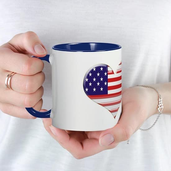 CafePress USA And UK Heart Flag Mug Ceramic Coffee Mug, Tea Cup 11 oz