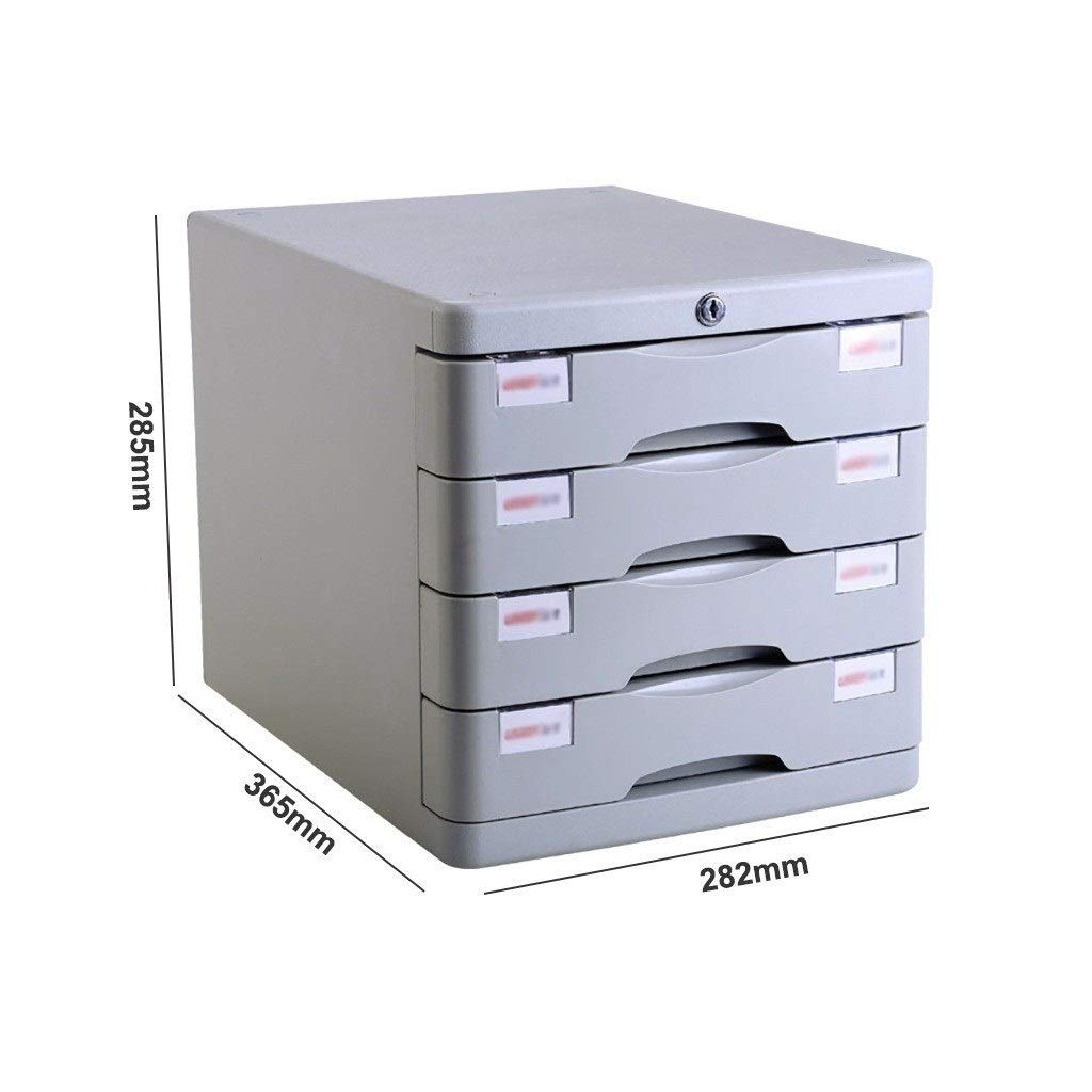 LEYT Flat File Cabinet, 4-Layer Drawer Storage Organization, with Lock/Blank Label,Suitable for Office Supplies Grey