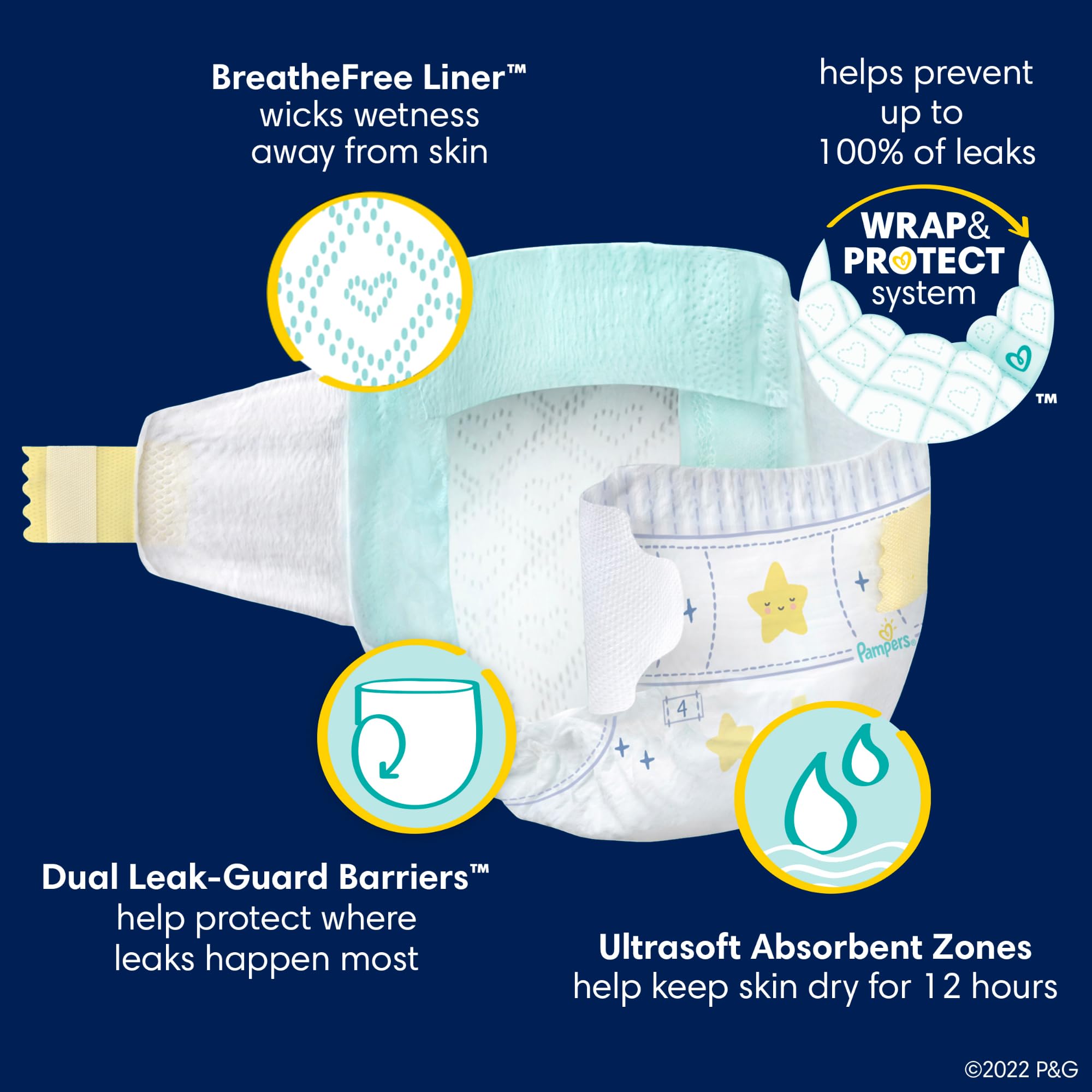Pampers Overnight Diapers - Swaddlers Overnights - Size 5, 88 Count, Disposable Baby Diaper, Night Time Leak and Skin Protection