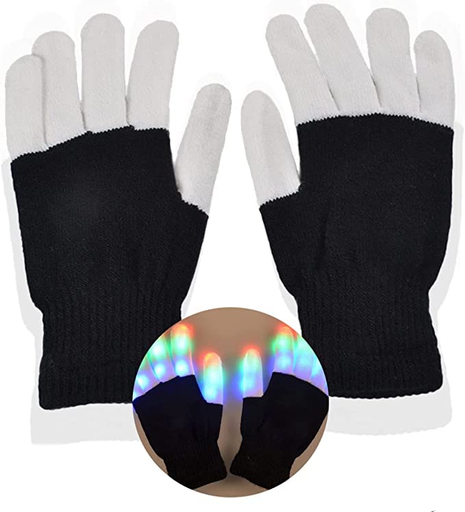 LED Gloves LED Lace Set, Glow Gloves Finger Lights, 3 Colors 6 Patterns Colorful Glitter Lighting Gloves ,Kids Toys Christmas Halloween Party Gifts, Gifts