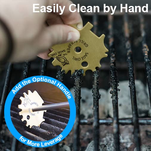 Sage Owl BBQ Grill Scraper Tool - Men Stocking Stuffers for Christmas - Dishwasher Safe Bristle Free BBQ Grill Brush Alternative - BBQ Gifts for Men Who Have Everything