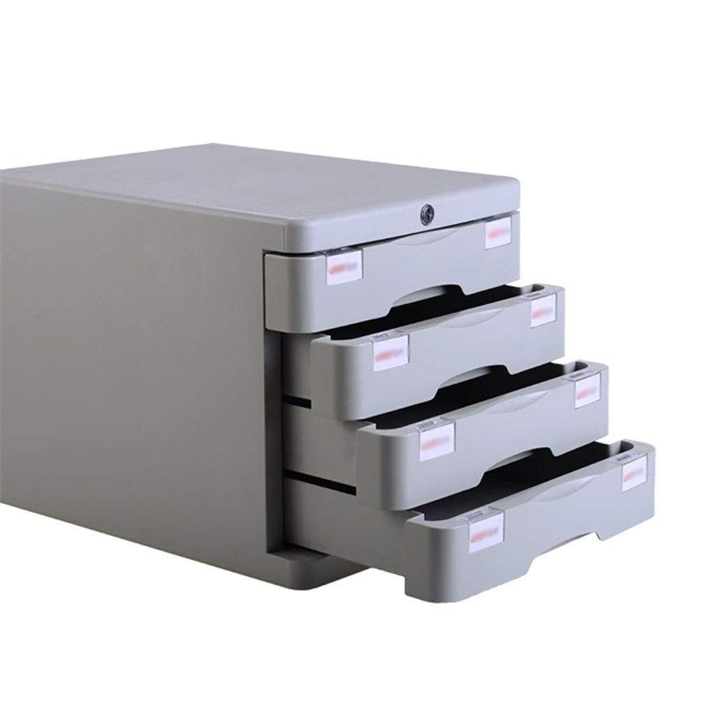 LEYT Flat File Cabinet, 4-Layer Drawer Storage Organization, with Lock/Blank Label,Suitable for Office Supplies Grey