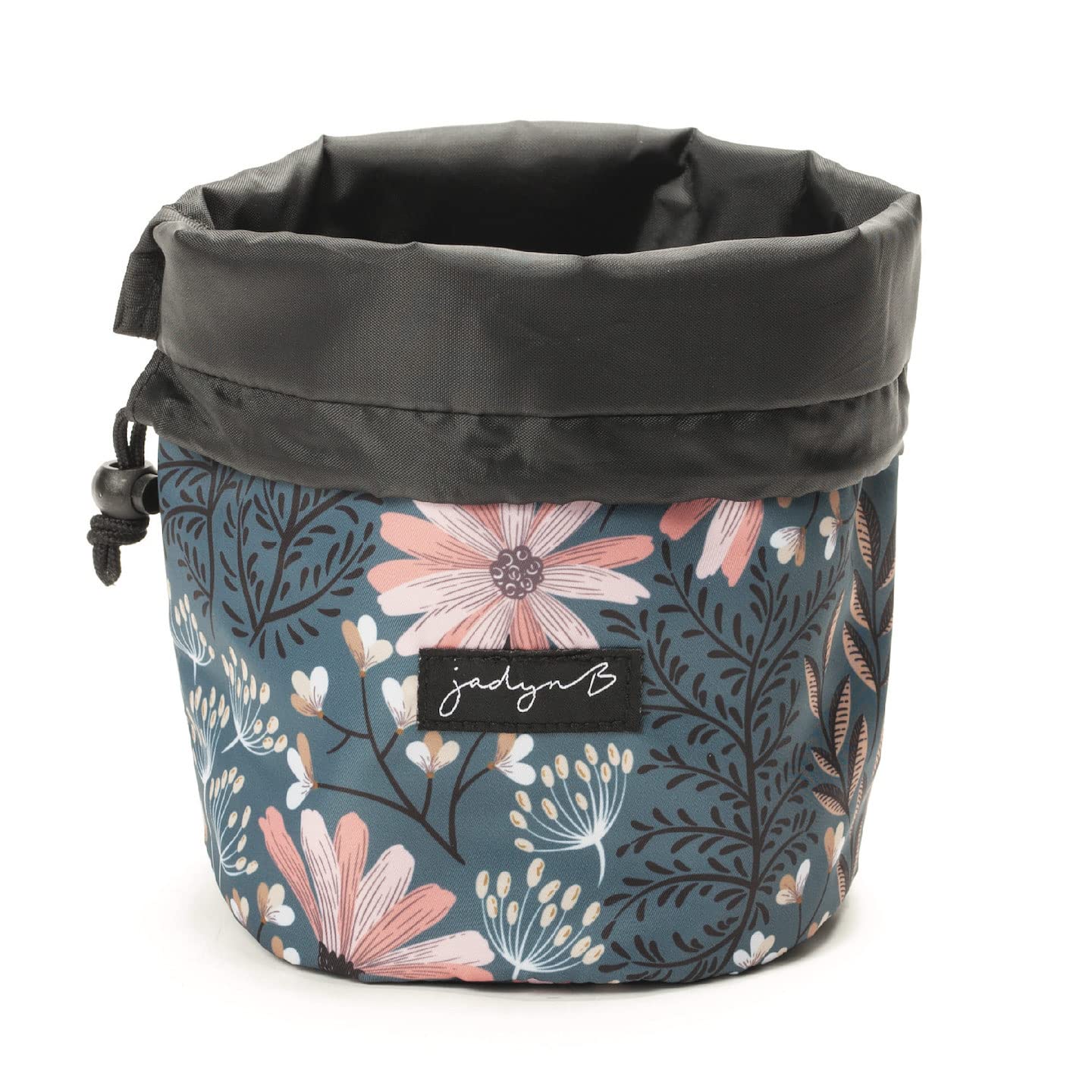 Jadyn Durable Cinch Top Makeup Organizer - Compact Travel Makeup Bag - 7 Interior Pockets for Cosmetics - Drawstring Toiletry Travel Bag for Women - 6L Storage Capacity - (Navy Floral)