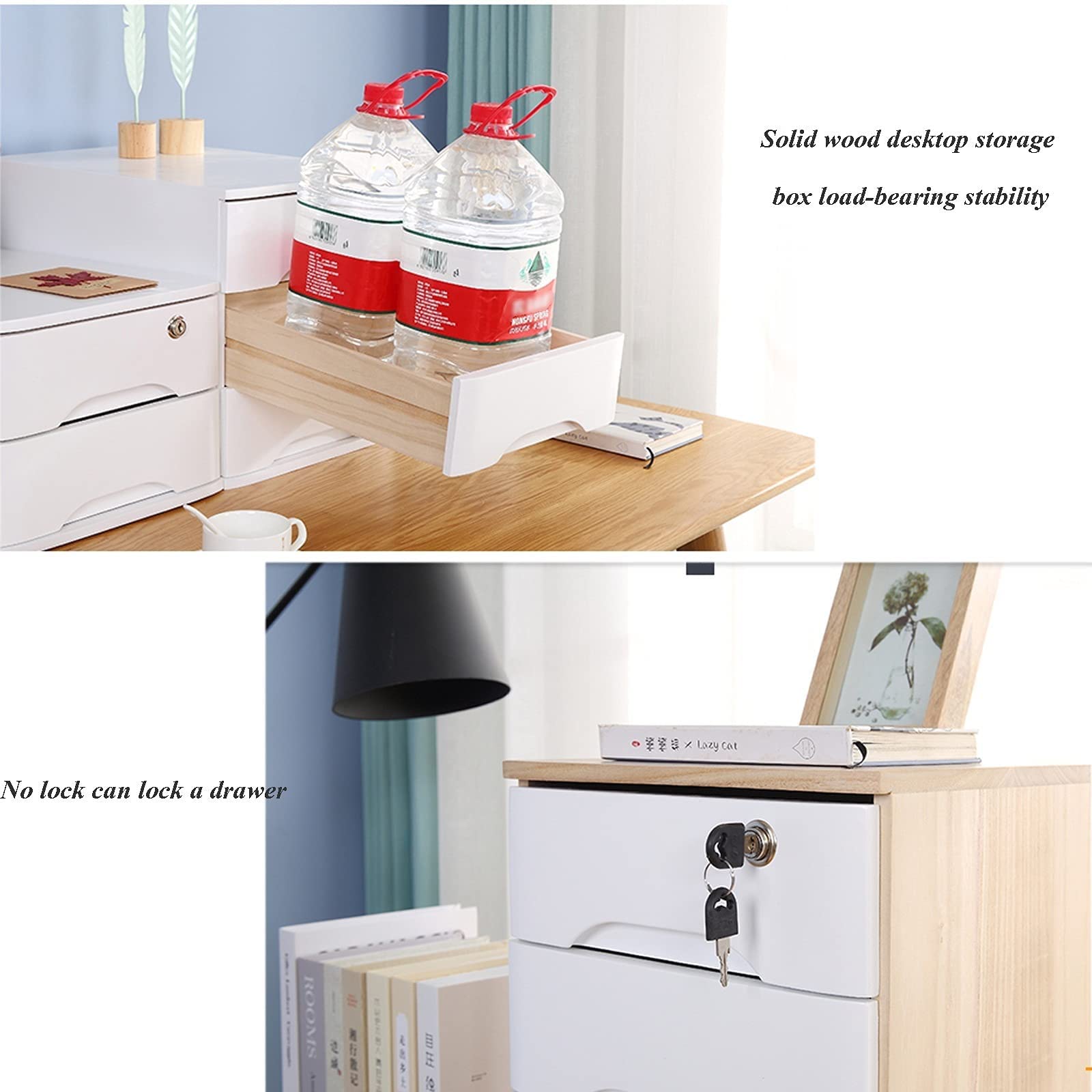 File Organizer - File Cabinet Office Desktop Debris Storage Box, Wooden Multilayer Desktop Drawer Cabinet, Flat File Cabinet With Lock, Office Supplies A4/Receipt File Organizer ( Size : 2 layer )