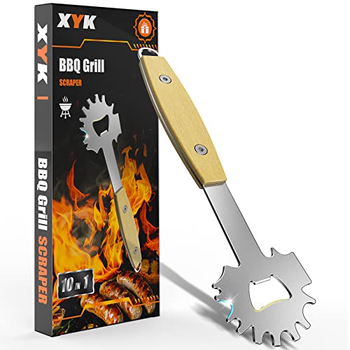 2 Pack BBQ Grill Scraper Gifts for Men, Stocking Stuffers for Men, Gifts for Women Dad Mom Husband, Bristle Free Safe BBQ Scraper Fits Any Grilling Grate or Smoker Cleaning Tool and Kitchen Gadgets