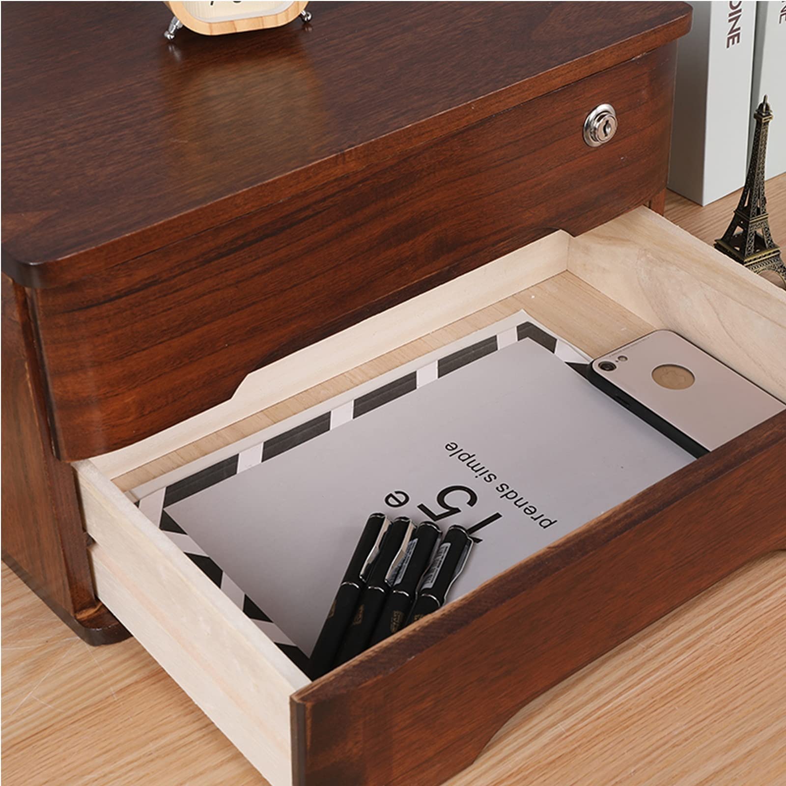 File Organizer - File Cabinet Office Desktop Debris Storage Box, Wooden Multilayer Desktop Drawer Cabinet, Flat File Cabinet With Lock, Office Supplies A4/Receipt File Organizer ( Size : 2 layer )
