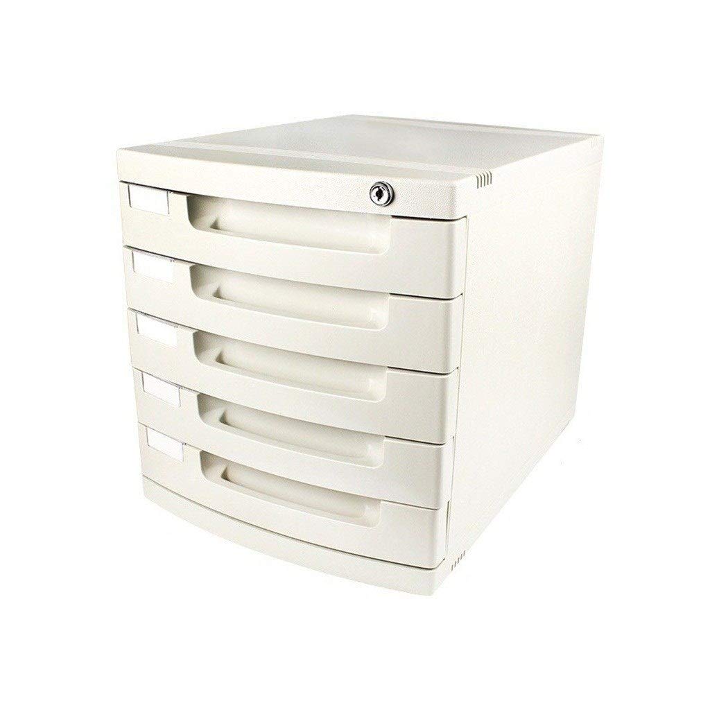 Flat File Cabinet, Drawer Organizer 5-Layers Lockable with Blank Label, Environmentally Friendly Plastic-White (Color : Medium 5-Layers)