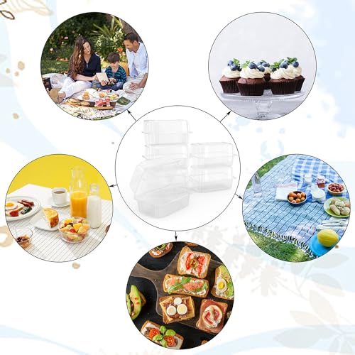 100 Pcs Clear Hoagie Container, 7.3 x 4.9 x 3.8 inch Plastic Hinged Food Container, Disposable Clamshell Take Out Food Containers for Salads, Hamburger, Fruit, Cake, Cookie, Sandwiches