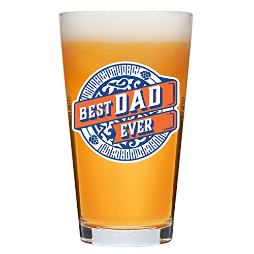 Humor Us Goods Best Dad Ever - 16 oz Beer Glass - Gifts for Dad from Daughter, Son, Kids - Birthday Gifts for Dad for Father's Day - Bday Present Idea for Father, Men, Him