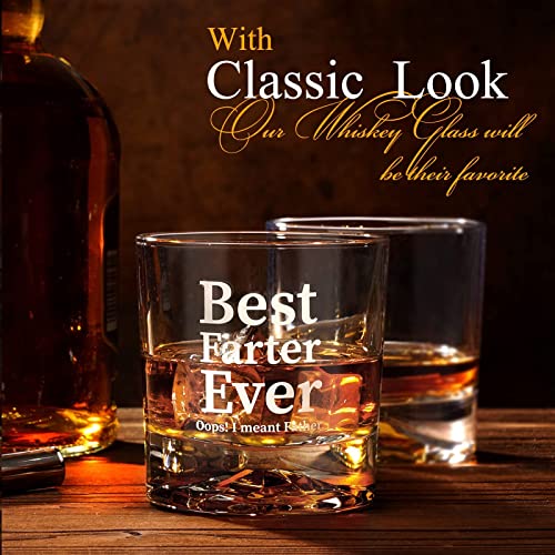 Gifts for Men Dad, Christmas Stocking Stuffers, Whiskey Stones, Best Father Ever Whiskey Glass, Cool Bourbon Scotch Whiskey Gifts for Husband Father