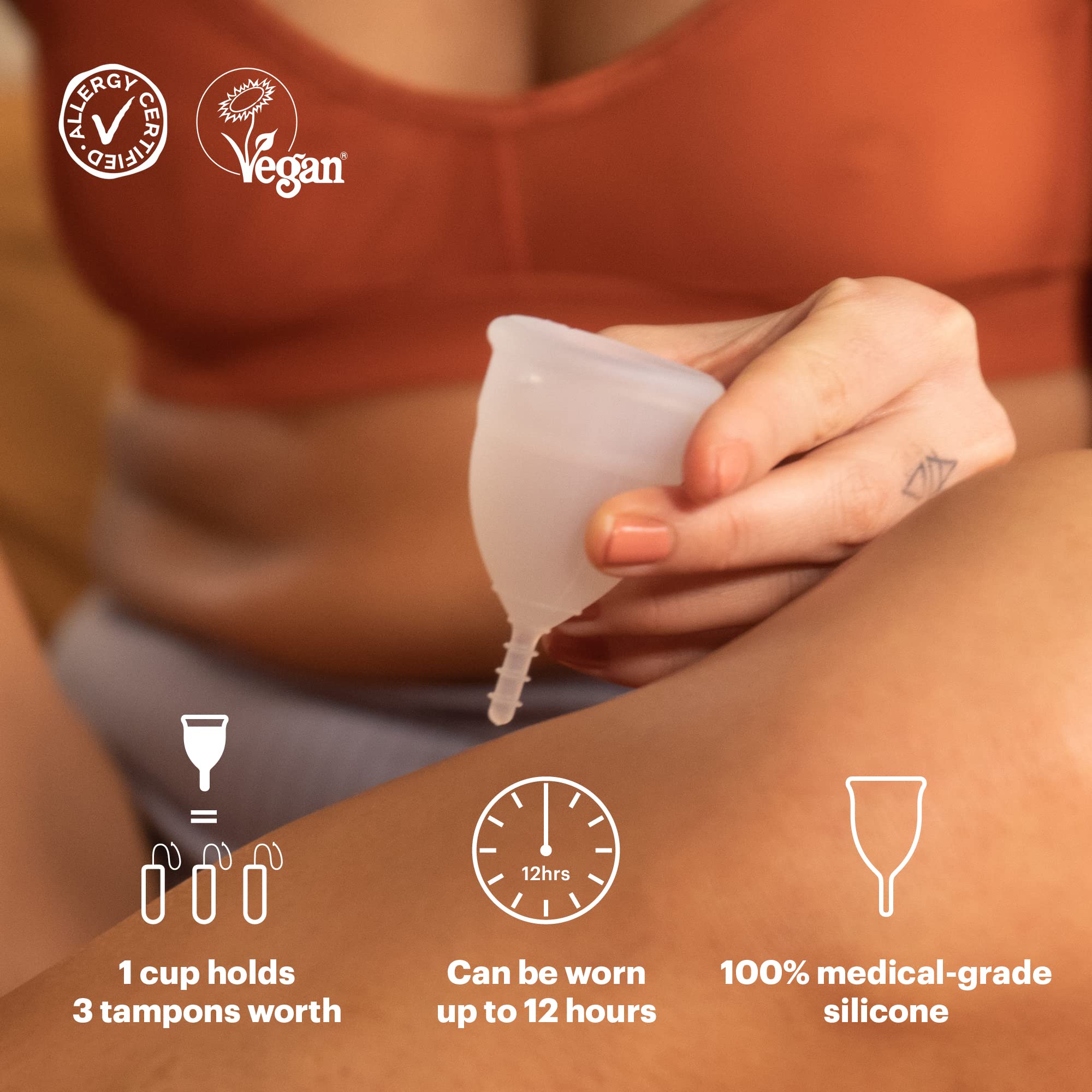 AllMatters OrganiCup Menstrual Cup - Size Mini - Eco-Friendly, Reusable Period Solution - Superior to Pads & Tampons - Suitable for Light to Heavy Flow