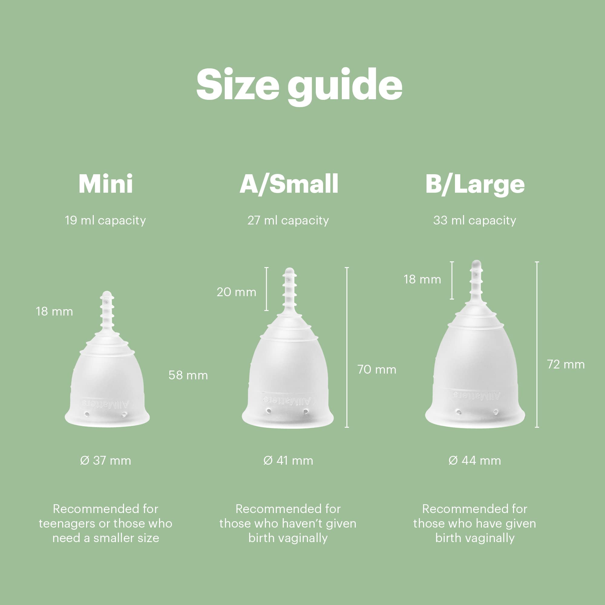 AllMatters OrganiCup Menstrual Cup - Size Mini - Eco-Friendly, Reusable Period Solution - Superior to Pads & Tampons - Suitable for Light to Heavy Flow